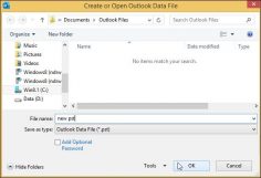 How to create a new PST file in MS Outlook?