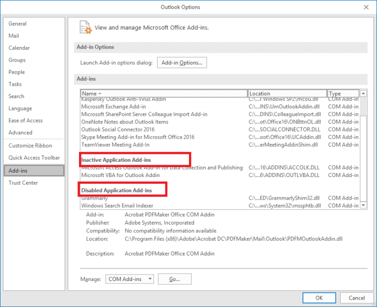 How to Fix Missing Add-ins in Outlook 2016, 2013 or 2010?