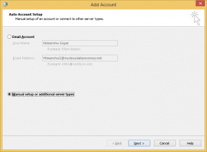 Steps to manually configure a Microsoft 365 account in Outlook