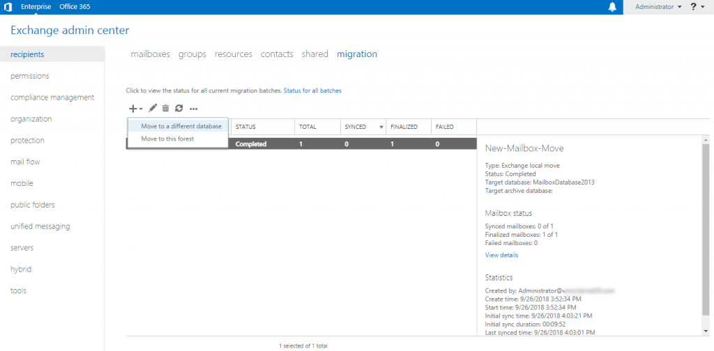 How to move a Mailbox in Exchange Database?