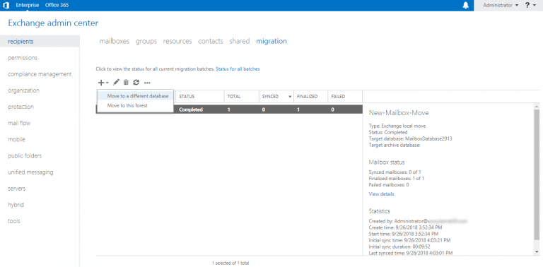 How to move a Mailbox in Exchange Database?