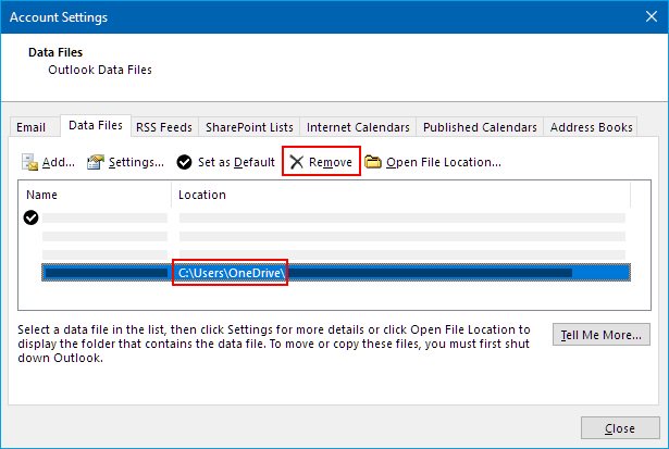 How To Remove Outlook PST Data File From OneDrive 