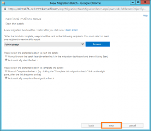 Batch migration of Exchange mailboxes using CSV file