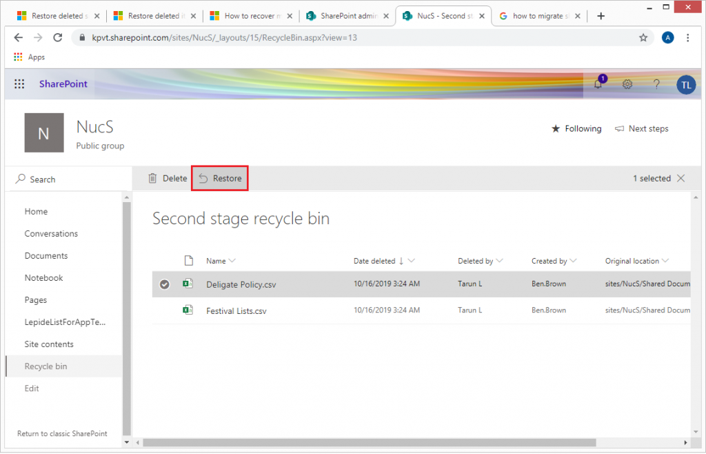 Recover Deleted SharePoint Data in SharePoint Online