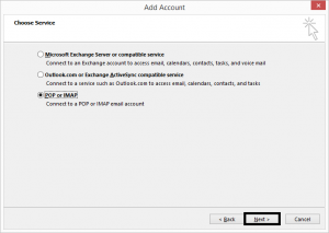 Set up an IMAP connection to Exchange account using Outlook