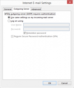 Set up an IMAP connection to Exchange account using Outlook