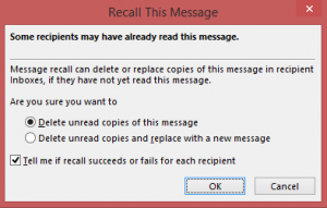 Retrieve unopened sent mail in Microsoft Outlook