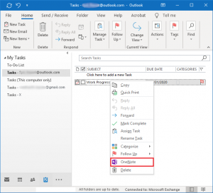 Simple steps to import Outlook Tasks to OneNote