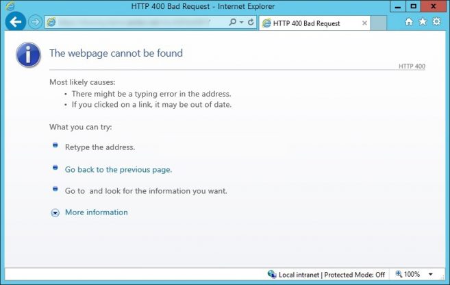 Troubleshooting “HTTP 400 Bad Request” error in Exchange Server
