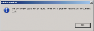 Resolve Adobe Acrobat Error 110 – “The Document Could not be Saved”