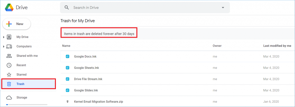 Methods to recover deleted files from Google Drive