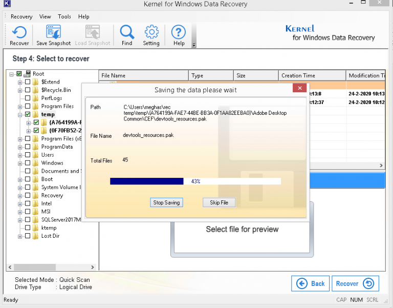 Methods to recover deleted Temp files
