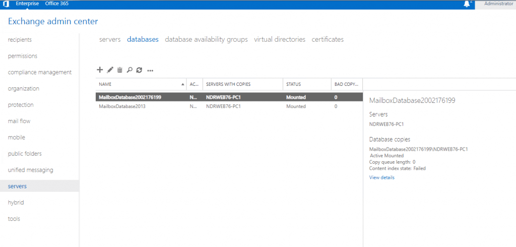 Methods to mount/dismount Exchange 2016 database using Admin Center ...