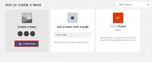 Steps to create a team in Microsoft Teams