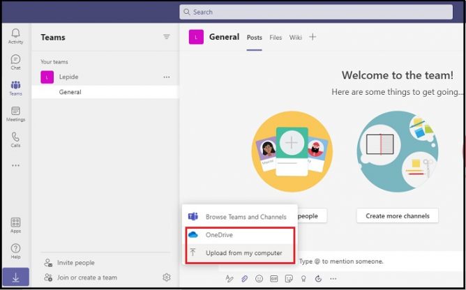 How to upload files to Microsoft Teams?