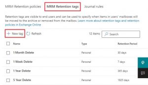 Office 365 retention policies for Calendar & Tasks