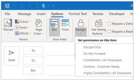 Methods to send a secure email in Microsoft Outlook