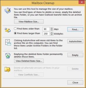 Clean Up Outlook Mailbox to Make Space for New Emails