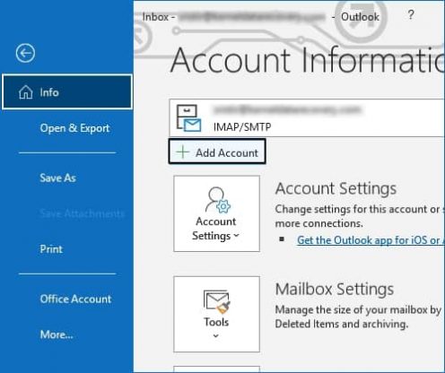 Simple methods for adding another email account to Outlook