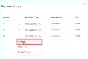 Easy way to restore a previous version of a file in OneDrive