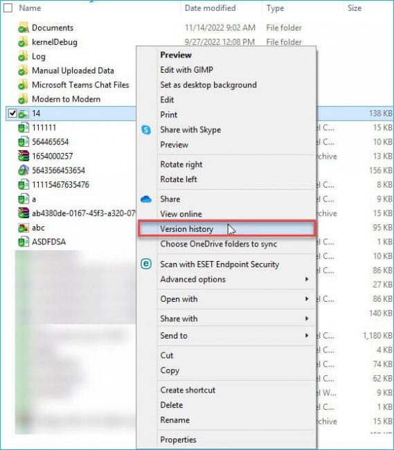 Easy way to restore a previous version of a file in OneDrive