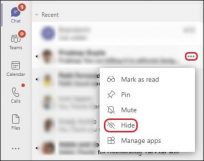 Steps to hide, pin, and filter chats in Microsoft Teams