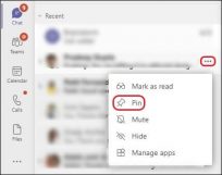 Steps to hide, pin, and filter chats in Microsoft Teams