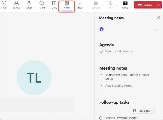 Microsoft Teams meeting notes: how to use it?