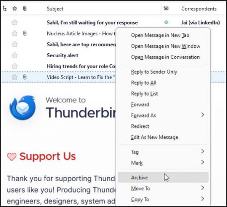 3 Ways to archive Thunderbird emails