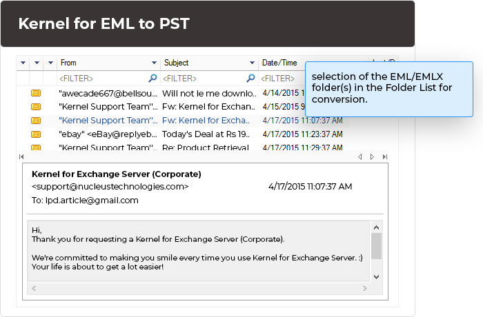 EML to PST Converter to Export EML Files to Outlook PST and Office 365