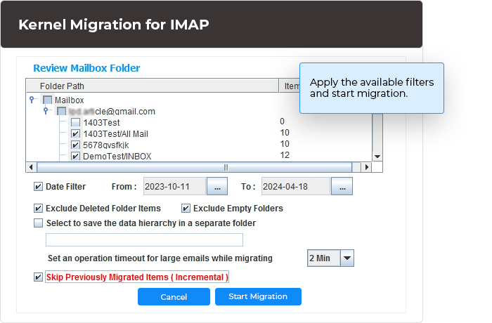 IMAP Migration Tool to Migrate Mailboxes from IMAP Account to Another Account