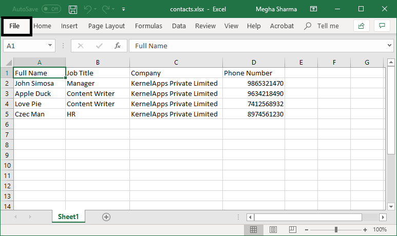 How To Import Contacts From MS Excel To Outlook