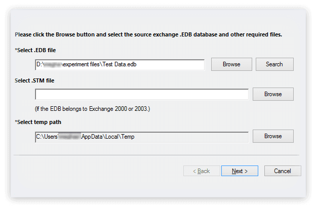 Browse and upload the specific EDB file