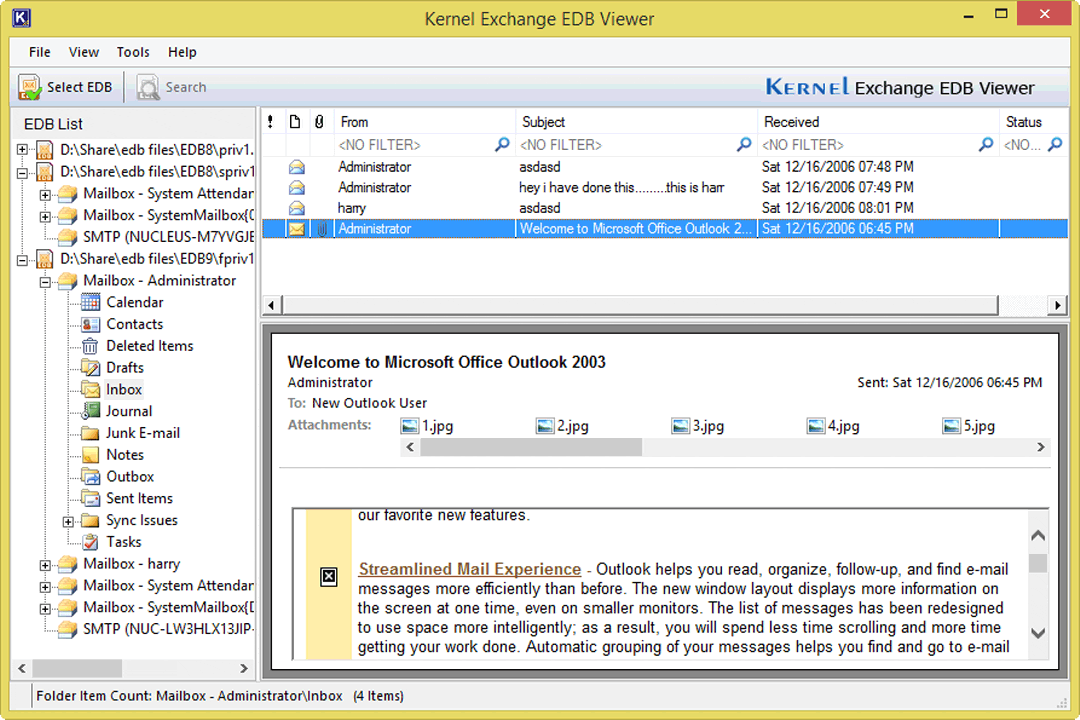 Exchange EDB Viewer - Free Software to Open Exchange EDB File
