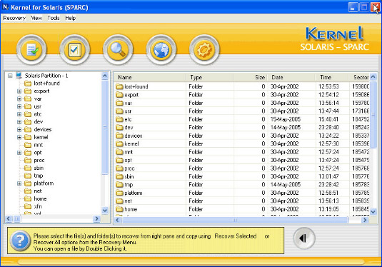 Solaris Sparc Recovery Software - UFS Partition Recovery Tool